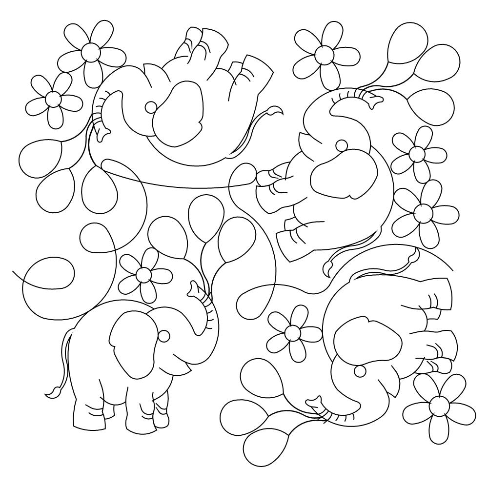 baby elephant balloons e2e 001 - Edge to Edge Quilting Patterns