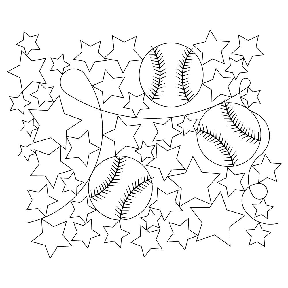 baseball stars e2e medium 001 - Edge to Edge Quilting Patterns