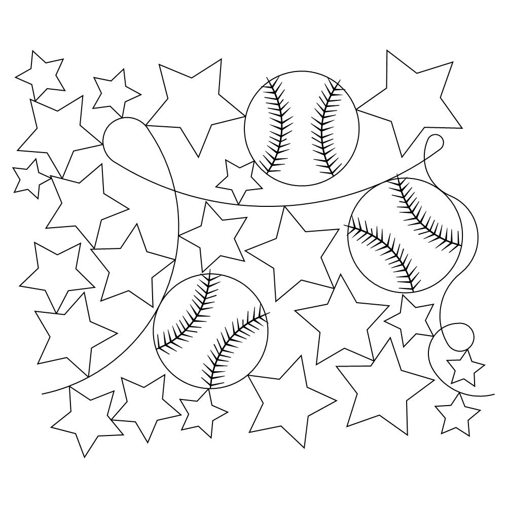 baseball stars e2e simple 001 - Edge to Edge Quilting Patterns