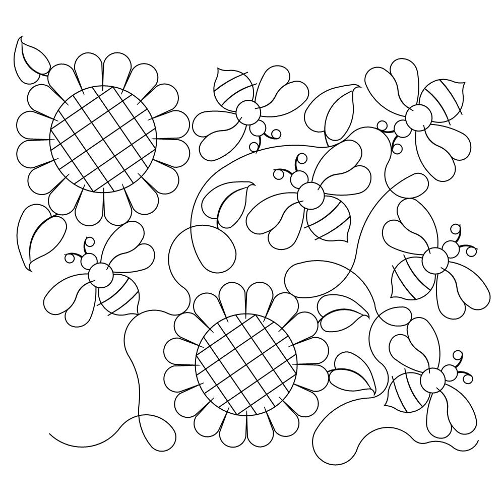 bees and sunflower pano 001 Digital Pattern | Sweet Dreams Quilt Studio ...