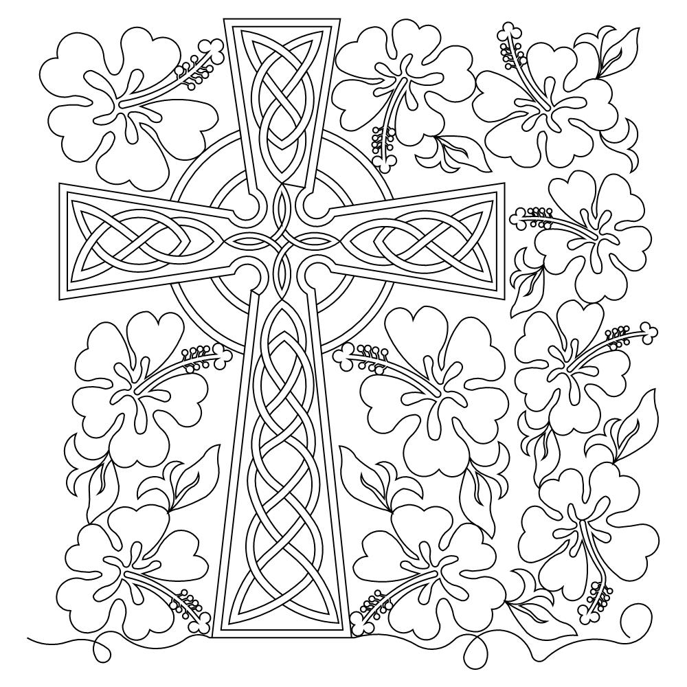 celtic cross hibiscus pano Digital Pattern | Sweet Dreams Quilt Studio ...