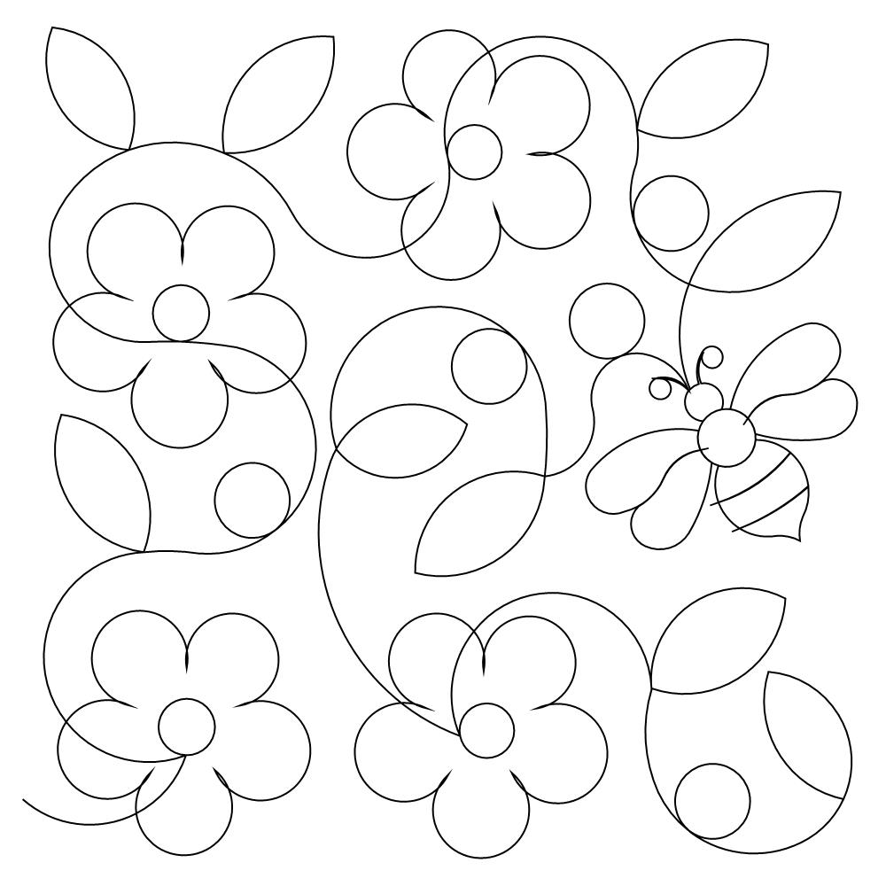 flower bee e2e 001 - Edge to Edge Quilting Patterns
