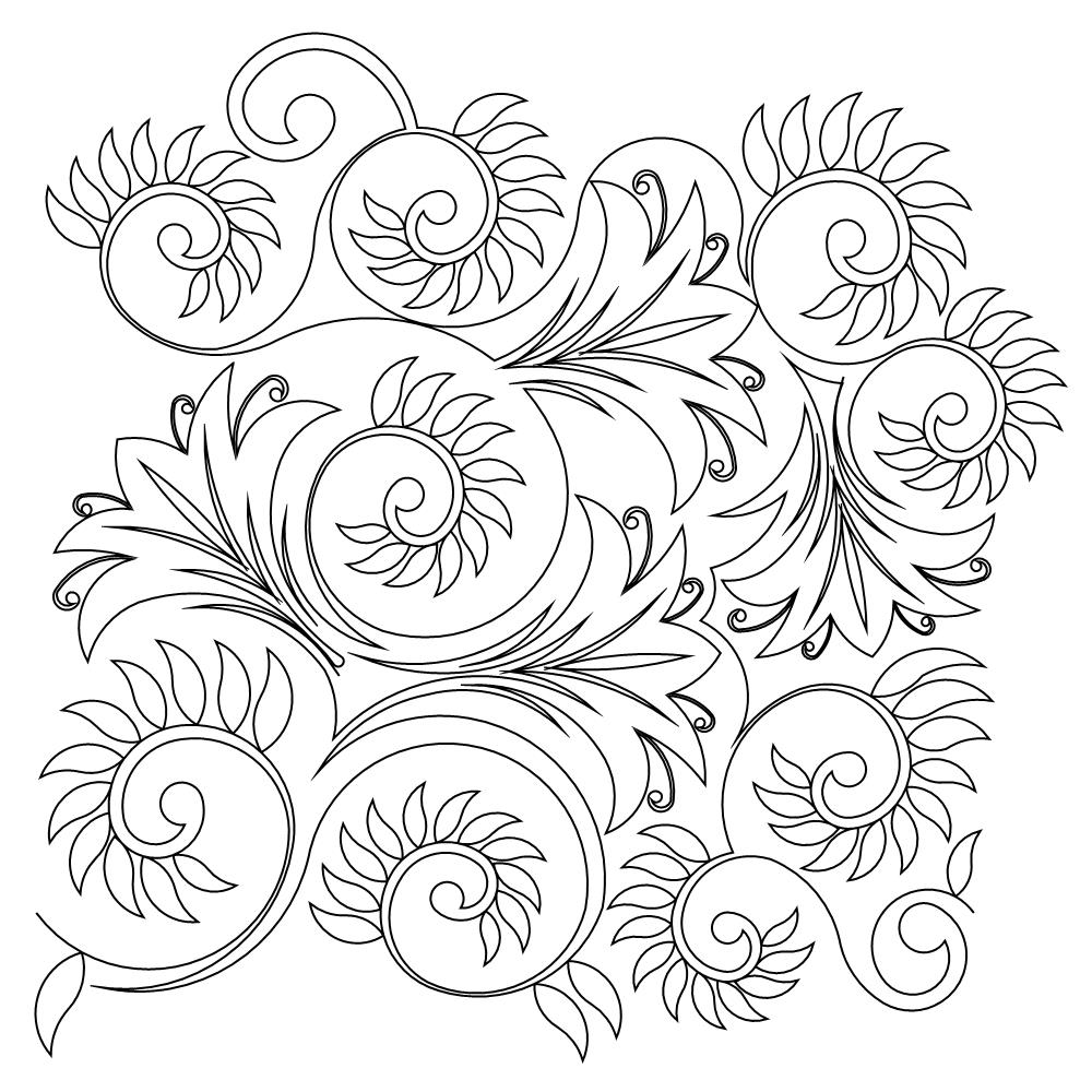 flower leaf swirl pano 001 Digital Pattern | Sweet Dreams Quilt Studio ...