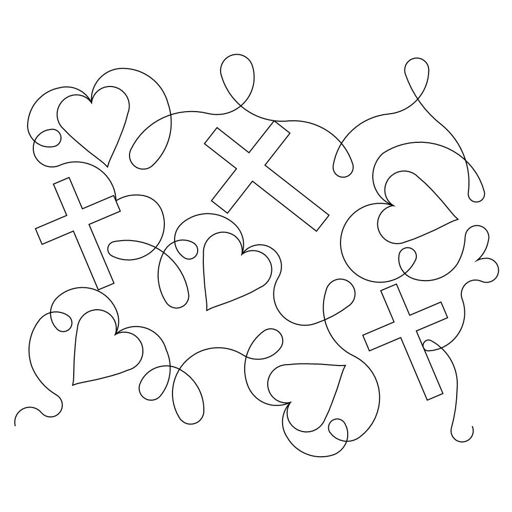 heart and cross pano 001 - Edge to Edge Quilting Patterns