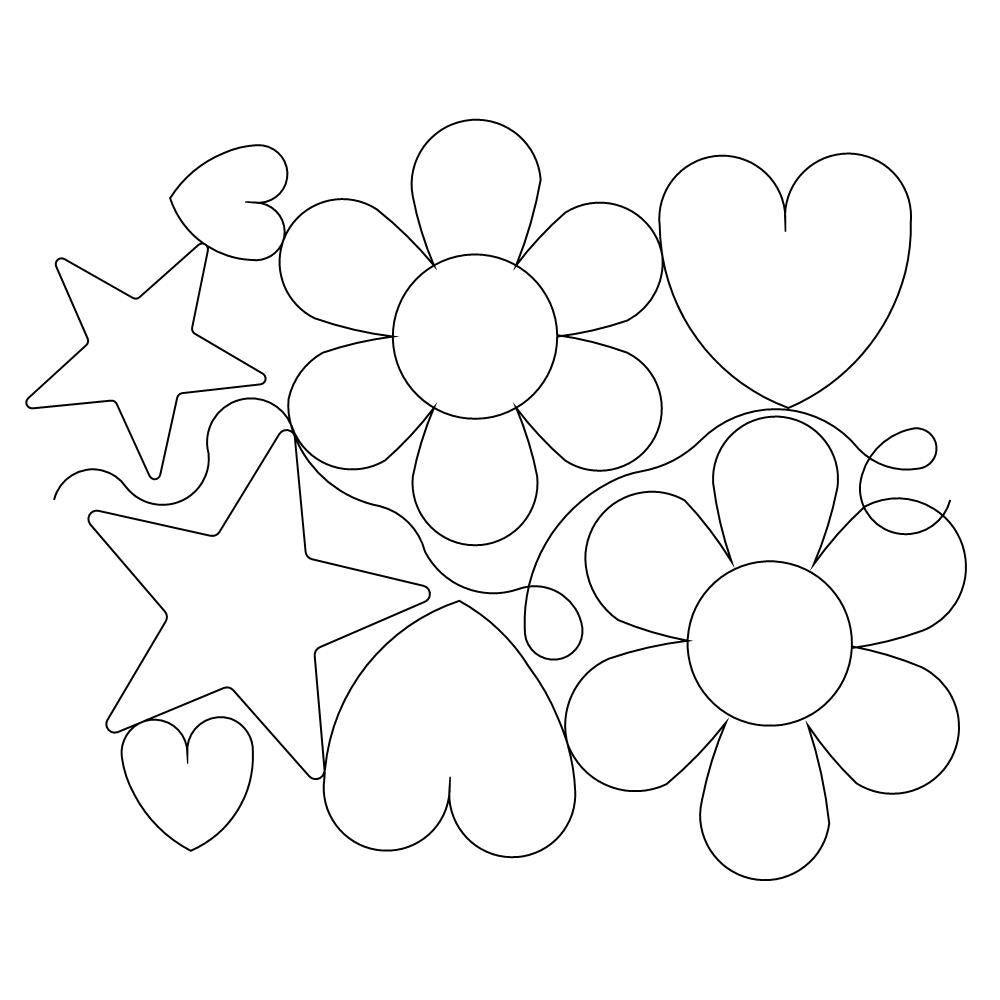 heart flower star border 001 Digital Pattern | Sweet Dreams Quilt ...