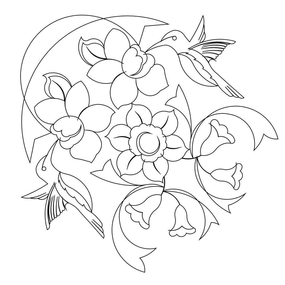 hummingbird border corner element 001 - Digital Block Patterns | Sweet ...