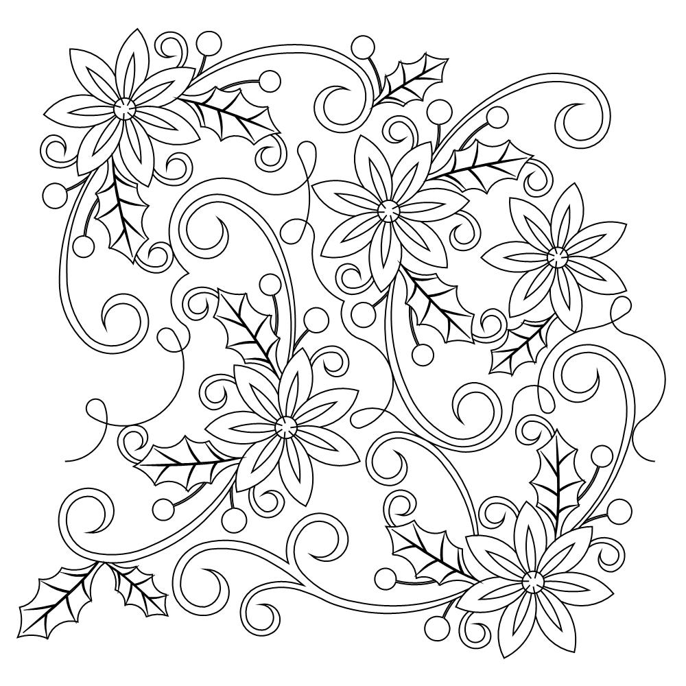 poinsettia holly swirl e2e 001 - Edge to Edge Quilting Patterns
