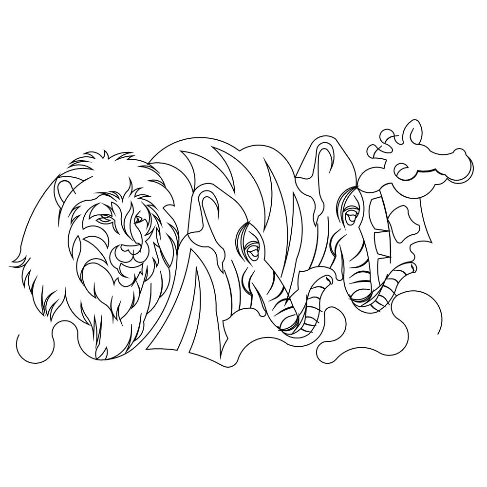 safari animal head border 001 Digital Pattern | Sweet Dreams Quilt ...