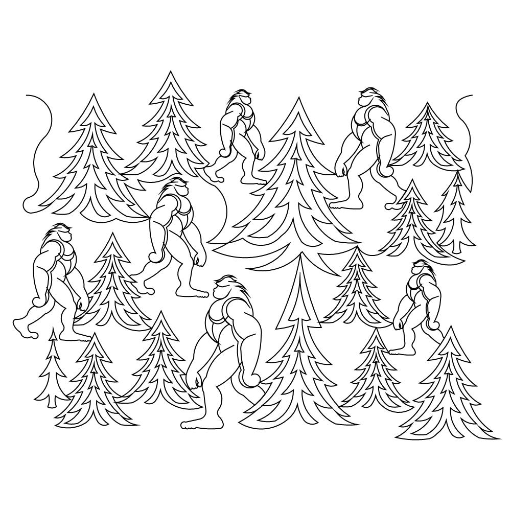 sasquatch in trees Digital Pattern | Sweet Dreams Quilt Studio - Edge ...