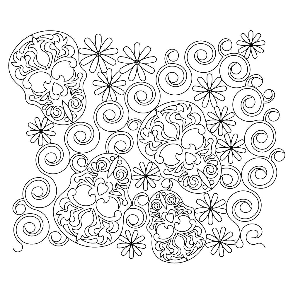 sugar skull pano 001 Digital Pattern | Sweet Dreams Quilt Studio - Edge ...