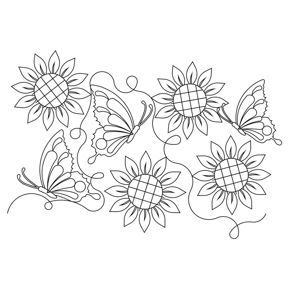 sunflower butterfly e2e 001 - Edge to Edge Quilting Patterns