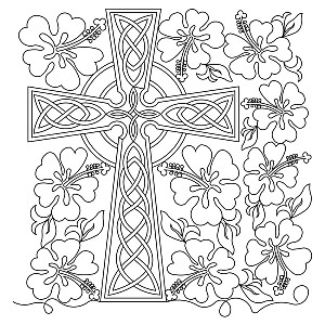 celtic cross hibiscus pano Digital Pattern | Sweet Dreams Quilt Studio ...