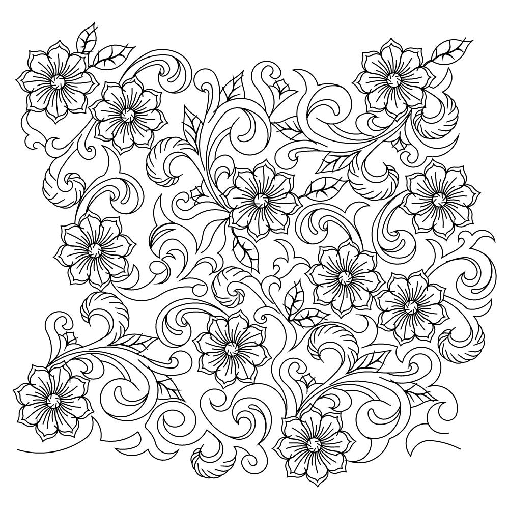 tooled flower e2e 001 - Edge to Edge Quilting Patterns