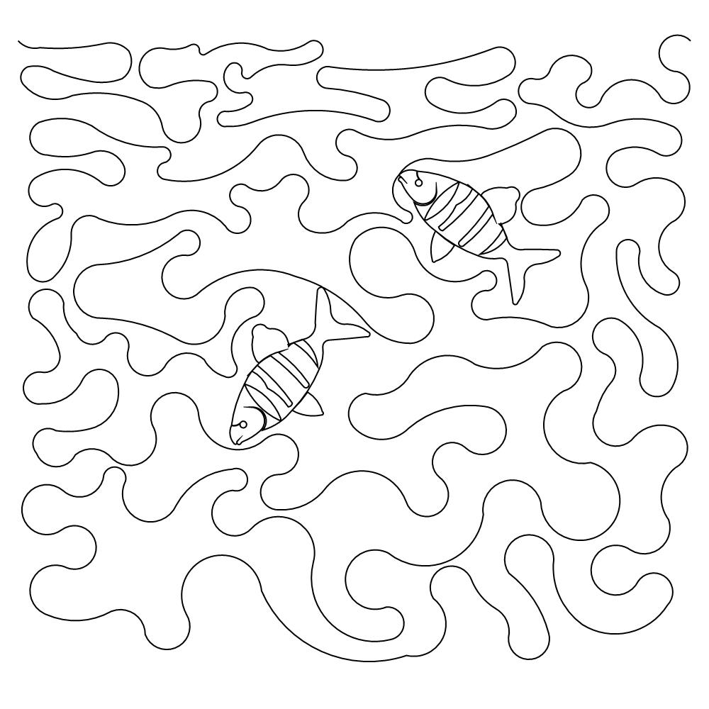 water ripples 3 with fish Digital Pattern | Sweet Dreams Quilt Studio ...